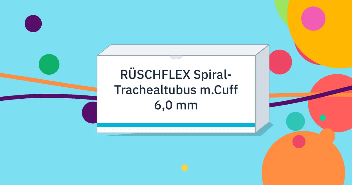 Symbolbild: Packung mit der Aufschrift RÜSCHFLEX Spiral-Trachealtubus m.Cuff 6,0 mm (PZN 12463716) – Verfügbarkeit und Bezug in Apotheken in Frankfurt am Main