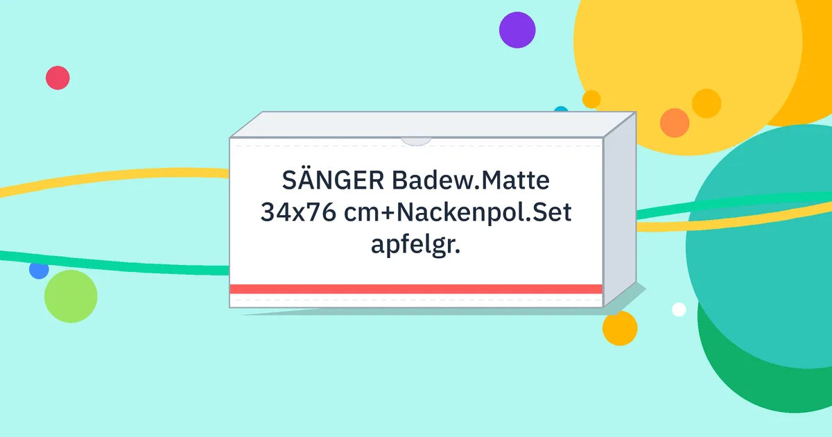 Symbolbild: Packung mit der Aufschrift SÄNGER Badew.Matte 34x76 cm+Nackenpol.Set apfelgr. (PZN 05496980) – Verfügbarkeit und Bezug in Apotheken in Frankfurt am Main