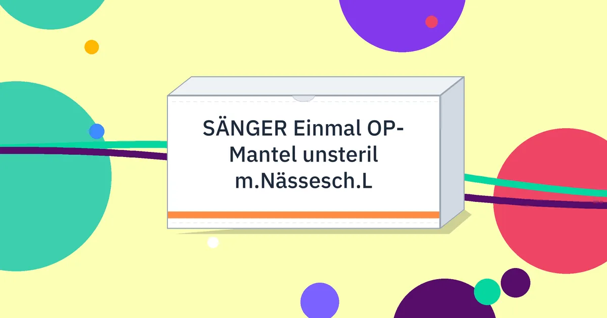 Symbolbild: Packung mit der Aufschrift SÄNGER Einmal OP-Mantel unsteril m.Nässesch.L (PZN 02190683) – Verfügbarkeit und Bezug in Apotheken in Frankfurt am Main