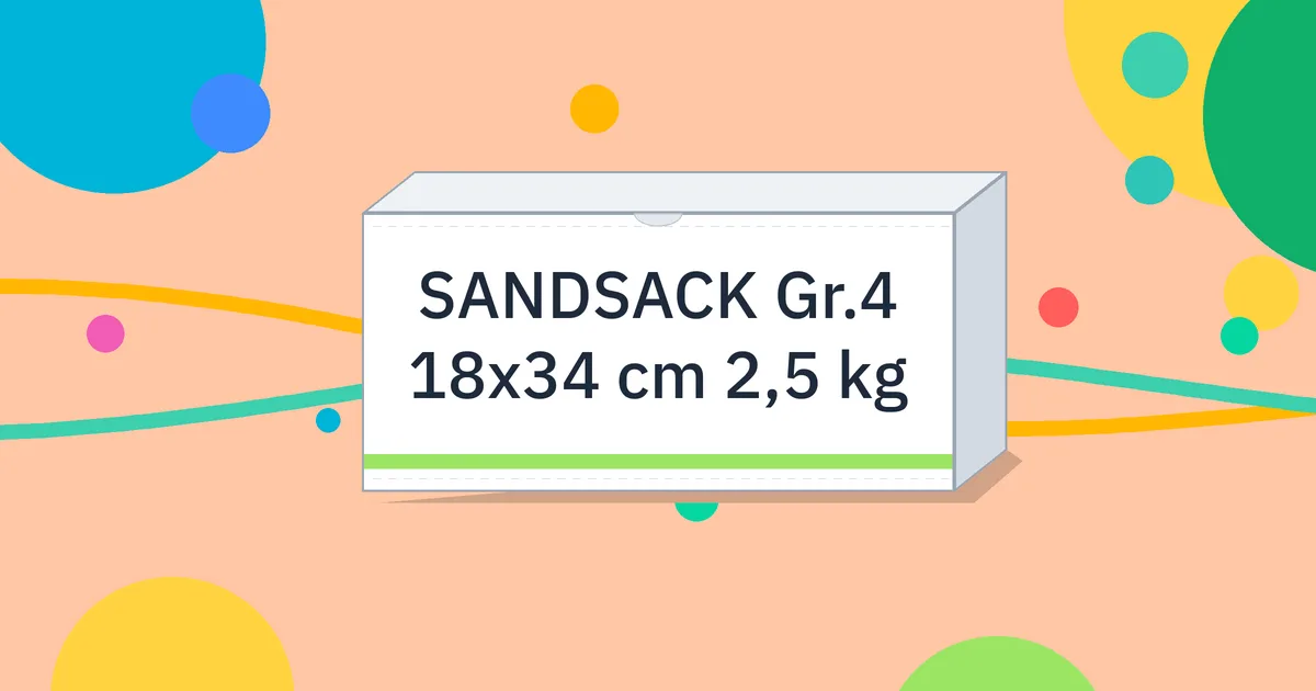 Symbolbild: Packung mit der Aufschrift SANDSACK Gr.4 18x34 cm 2,5 kg (PZN 02443173) – Verfügbarkeit und Bezug in Apotheken in Frankfurt am Main