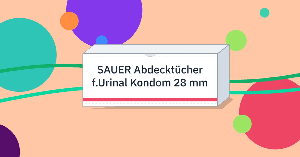 Symbolbild: Packung mit der Aufschrift SAUER Abdecktücher f.Urinal Kondom 28 mm (PZN 16020312) – Verfügbarkeit und Bezug in Apotheken in Frankfurt am Main