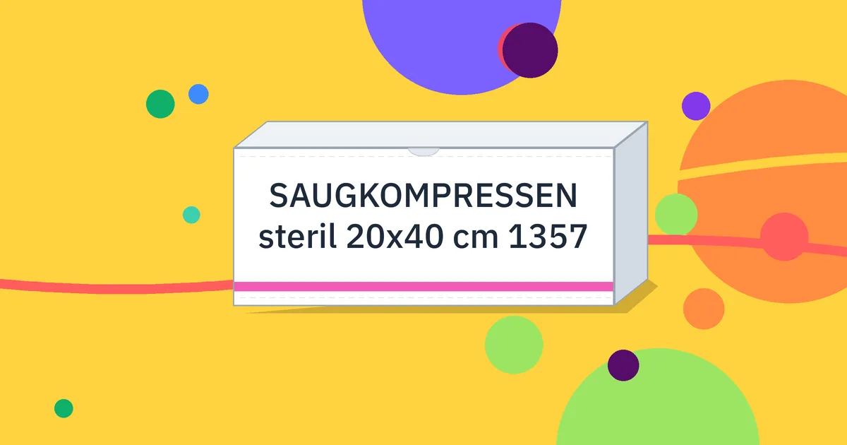 Symbolbild: Packung mit der Aufschrift SAUGKOMPRESSEN steril 20x40 cm 1357 (PZN 16623157) – Verfügbarkeit und Bezug in Apotheken in Frankfurt am Main