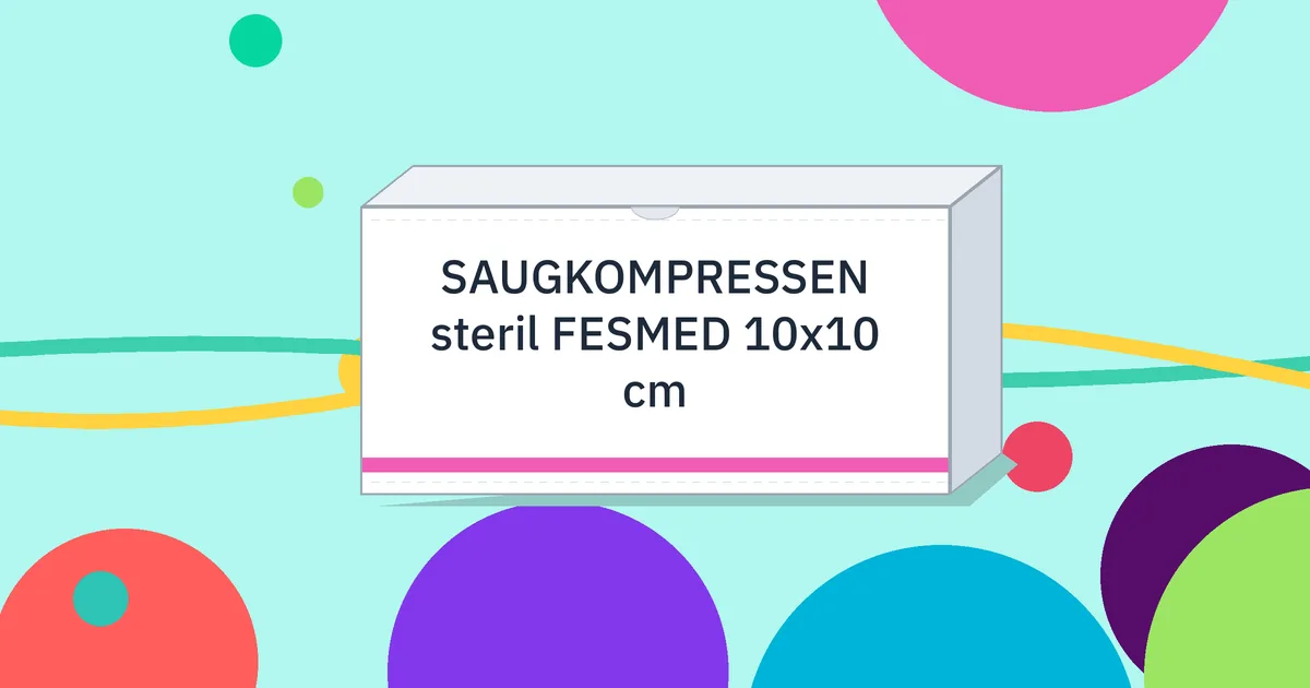 Symbolbild: Packung mit der Aufschrift SAUGKOMPRESSEN steril FESMED 10x10 cm (PZN 19188897) – Verfügbarkeit und Bezug in Apotheken in Frankfurt am Main
