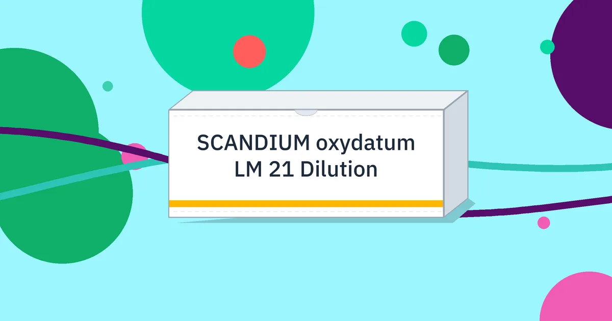 Symbolbild: Packung mit der Aufschrift SCANDIUM oxydatum LM 21 Dilution (PZN 13183640) – Verfügbarkeit und Bezug in Apotheken in Frankfurt am Main