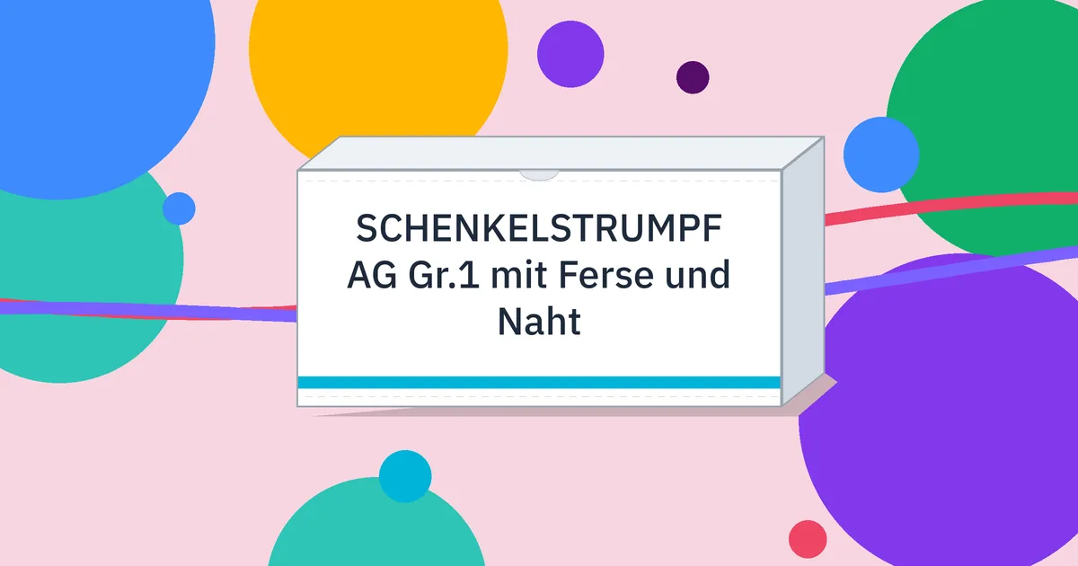 Symbolbild: Packung mit der Aufschrift SCHENKELSTRUMPF AG Gr.1 mit Ferse und Naht (PZN 01969476) – Verfügbarkeit und Bezug in Apotheken in Frankfurt am Main