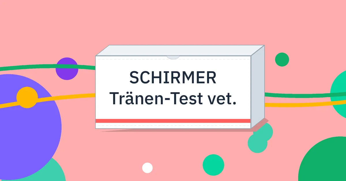 Symbolbild: Packung mit der Aufschrift SCHIRMER Tränen-Test vet. (PZN 14040925) – Verfügbarkeit und Bezug in Apotheken in Frankfurt am Main