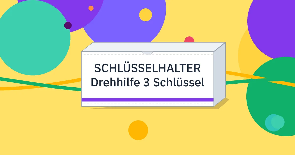 Symbolbild: Packung mit der Aufschrift SCHLÜSSELHALTER Drehhilfe 3 Schlüssel (PZN 10853028) – Verfügbarkeit und Bezug in Apotheken in Frankfurt am Main