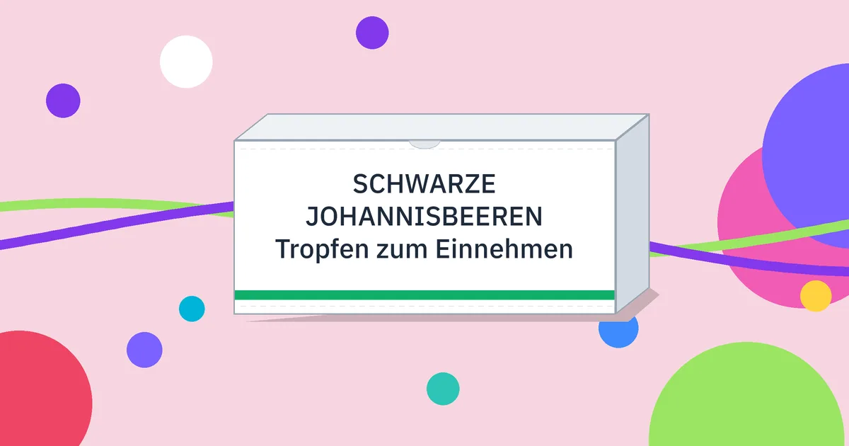 Symbolbild: Packung mit der Aufschrift SCHWARZE JOHANNISBEEREN Tropfen zum Einnehmen (PZN 11602179) – Verfügbarkeit und Bezug in Apotheken in Frankfurt am Main