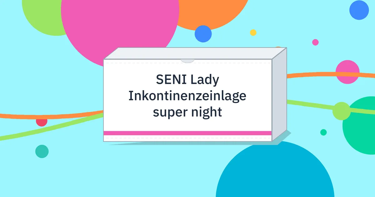 Symbolbild: Packung mit der Aufschrift SENI Lady Inkontinenzeinlage super night (PZN 20322421) – Verfügbarkeit und Bezug in Apotheken in Frankfurt am Main