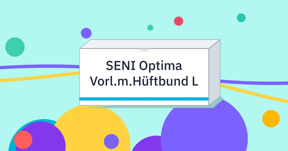 Symbolbild: Packung mit der Aufschrift SENI Optima Vorl.m.Hüftbund L (PZN 01681752) – Verfügbarkeit und Bezug in Apotheken in Frankfurt am Main