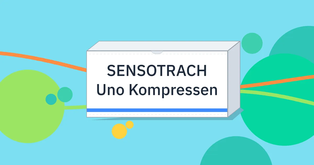 Symbolbild: Packung mit der Aufschrift SENSOTRACH Uno Kompressen (PZN 00980197) – Verfügbarkeit und Bezug in Apotheken in Frankfurt am Main