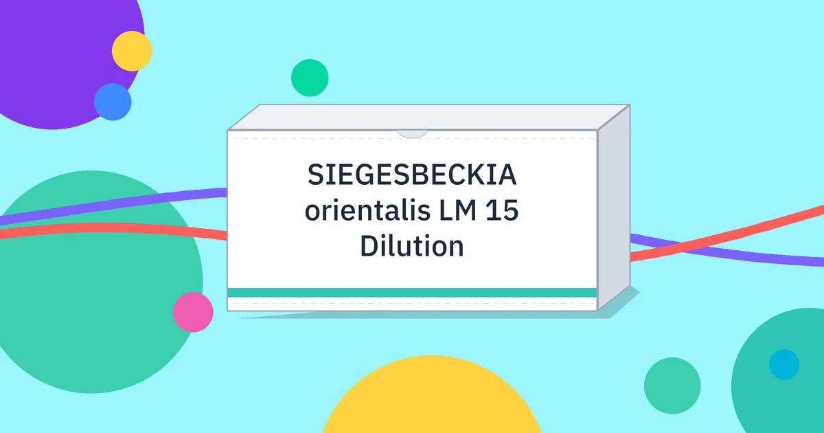 Symbolbild: Packung mit der Aufschrift SIEGESBECKIA orientalis LM 15 Dilution (PZN 13677224) – Verfügbarkeit und Bezug in Apotheken in Frankfurt am Main