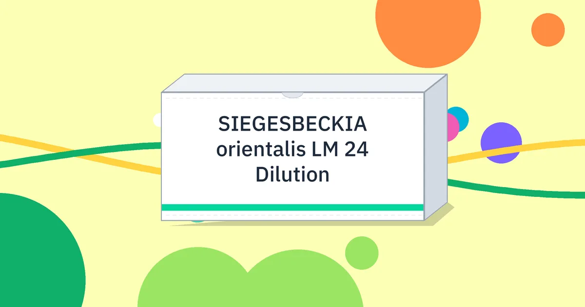 Symbolbild: Packung mit der Aufschrift SIEGESBECKIA orientalis LM 24 Dilution (PZN 13677460) – Verfügbarkeit und Bezug in Apotheken in Frankfurt am Main