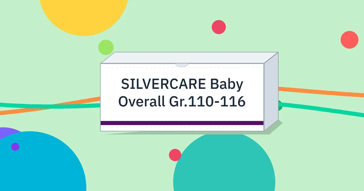 Symbolbild: Packung mit der Aufschrift SILVERCARE Baby Overall Gr.110-116 (PZN 09270652) – Verfügbarkeit und Bezug in Apotheken in Frankfurt am Main