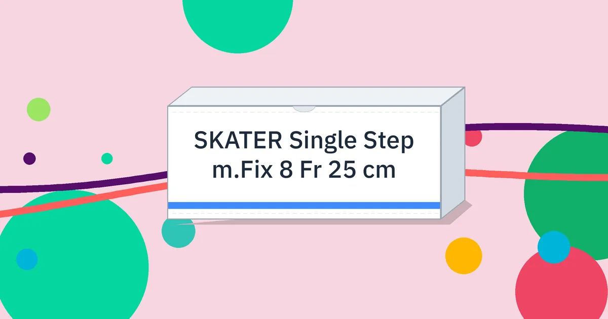 Symbolbild: Packung mit der Aufschrift SKATER Single Step m.Fix 8 Fr 25 cm (PZN 06770288) – Verfügbarkeit und Bezug in Apotheken in Frankfurt am Main