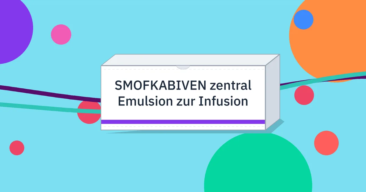 Symbolbild: Packung mit der Aufschrift SMOFKABIVEN zentral Emulsion zur Infusion (PZN 05138080) – Verfügbarkeit und Bezug in Apotheken in Frankfurt am Main
