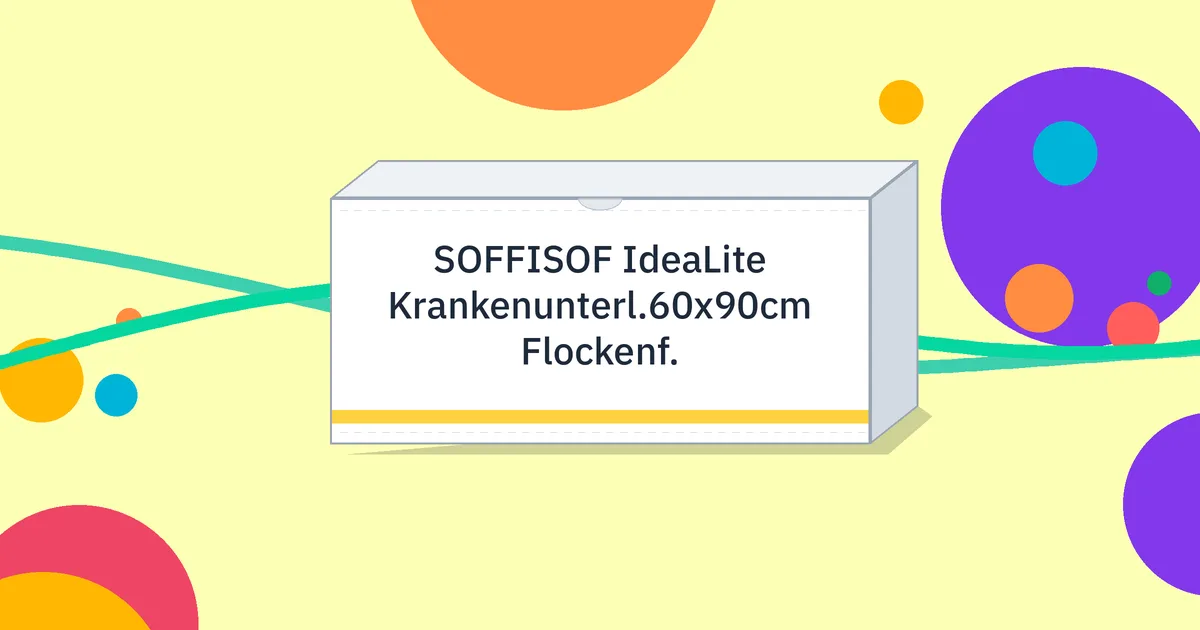 Symbolbild: Packung mit der Aufschrift SOFFISOF IdeaLite Krankenunterl.60x90cm Flockenf. (PZN 10798341) – Verfügbarkeit und Bezug in Apotheken in Frankfurt am Main