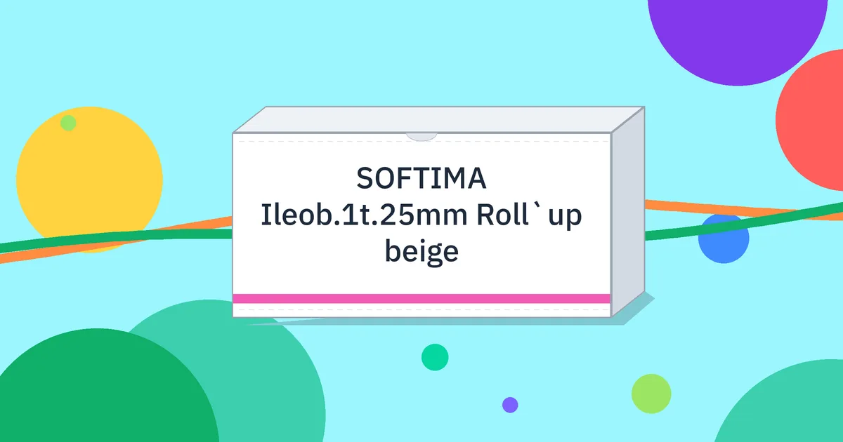 Symbolbild: Packung mit der Aufschrift SOFTIMA Ileob.1t.25mm Roll`up beige (PZN 00200101) – Verfügbarkeit und Bezug in Apotheken in Frankfurt am Main