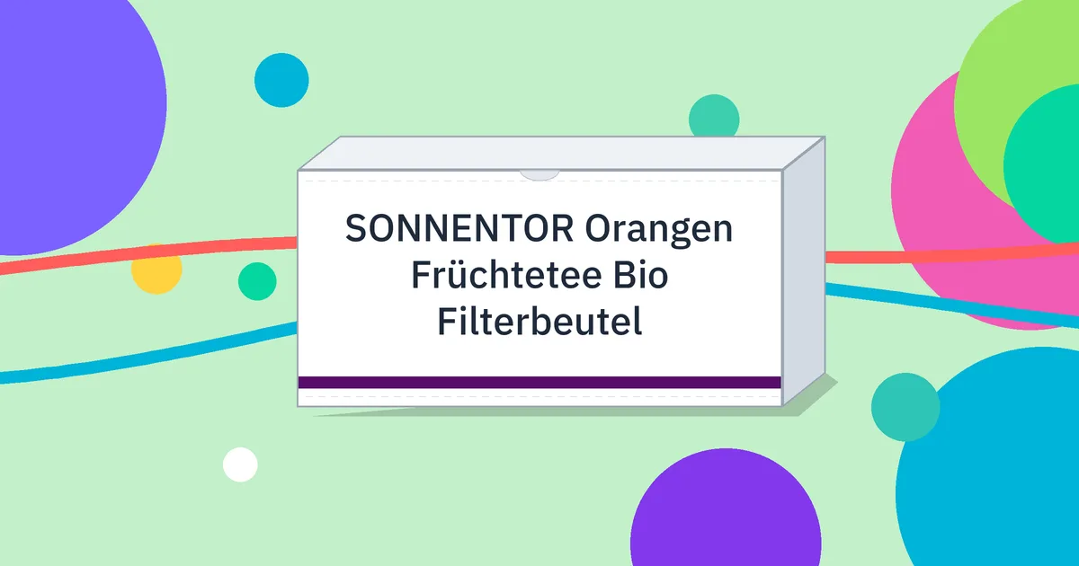 Symbolbild: Packung mit der Aufschrift SONNENTOR Orangen Früchtetee Bio Filterbeutel (PZN 18904328) – Verfügbarkeit und Bezug in Apotheken in Frankfurt am Main