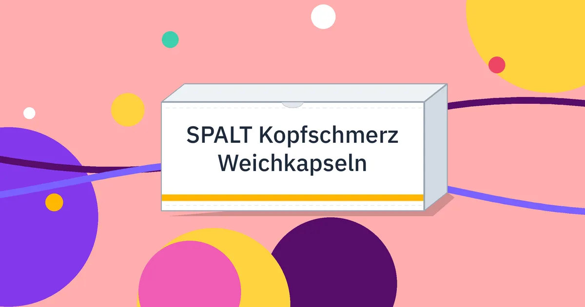 Symbolbild: Packung mit der Aufschrift SPALT Kopfschmerz Weichkapseln (PZN 00659957) – Verfügbarkeit und Bezug in Apotheken in Frankfurt am Main