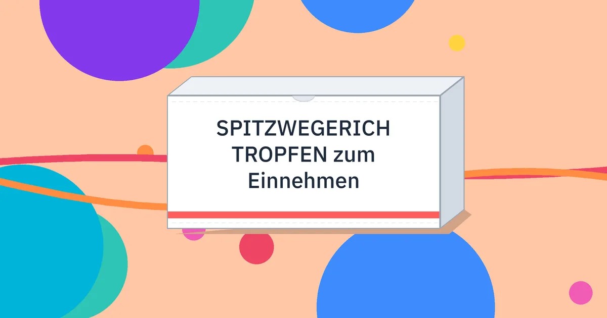 Symbolbild: Packung mit der Aufschrift SPITZWEGERICH TROPFEN zum Einnehmen (PZN 11366833) – Verfügbarkeit und Bezug in Apotheken in Frankfurt am Main