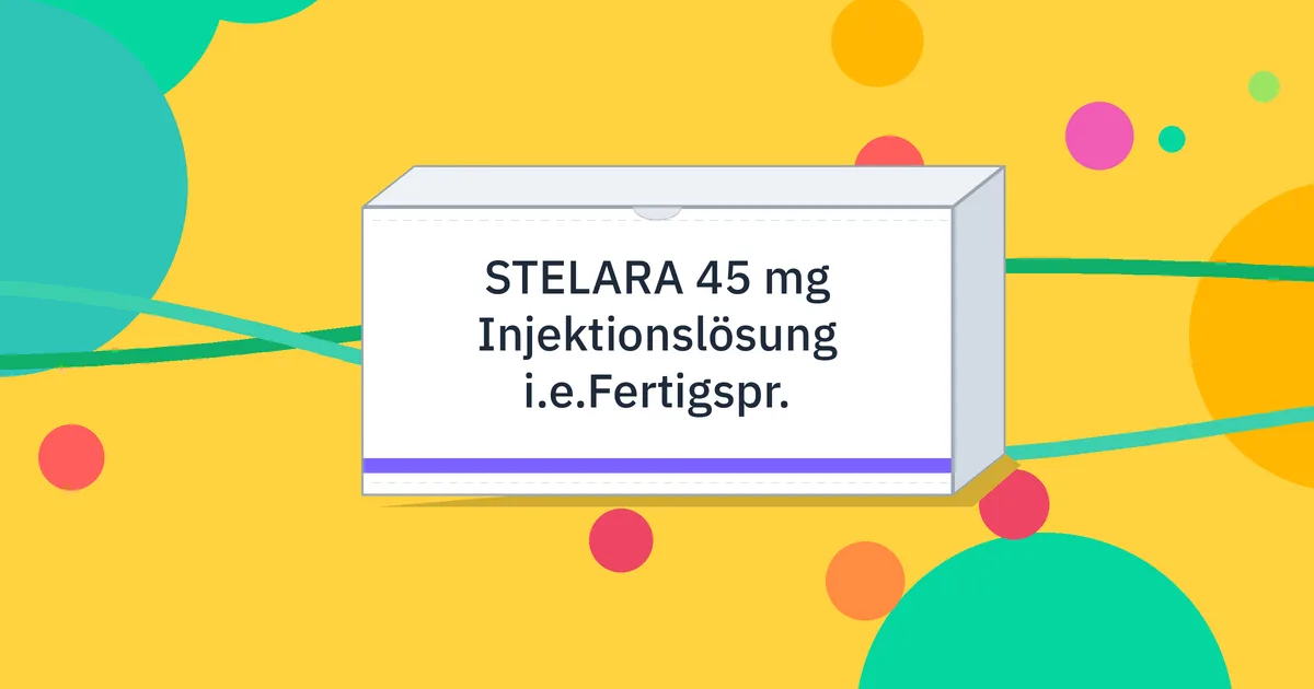 Symbolbild: Packung mit der Aufschrift STELARA 45 mg Injektionslösung i.e.Fertigspr. (PZN 16779362) – Verfügbarkeit und Bezug in Apotheken in Frankfurt am Main