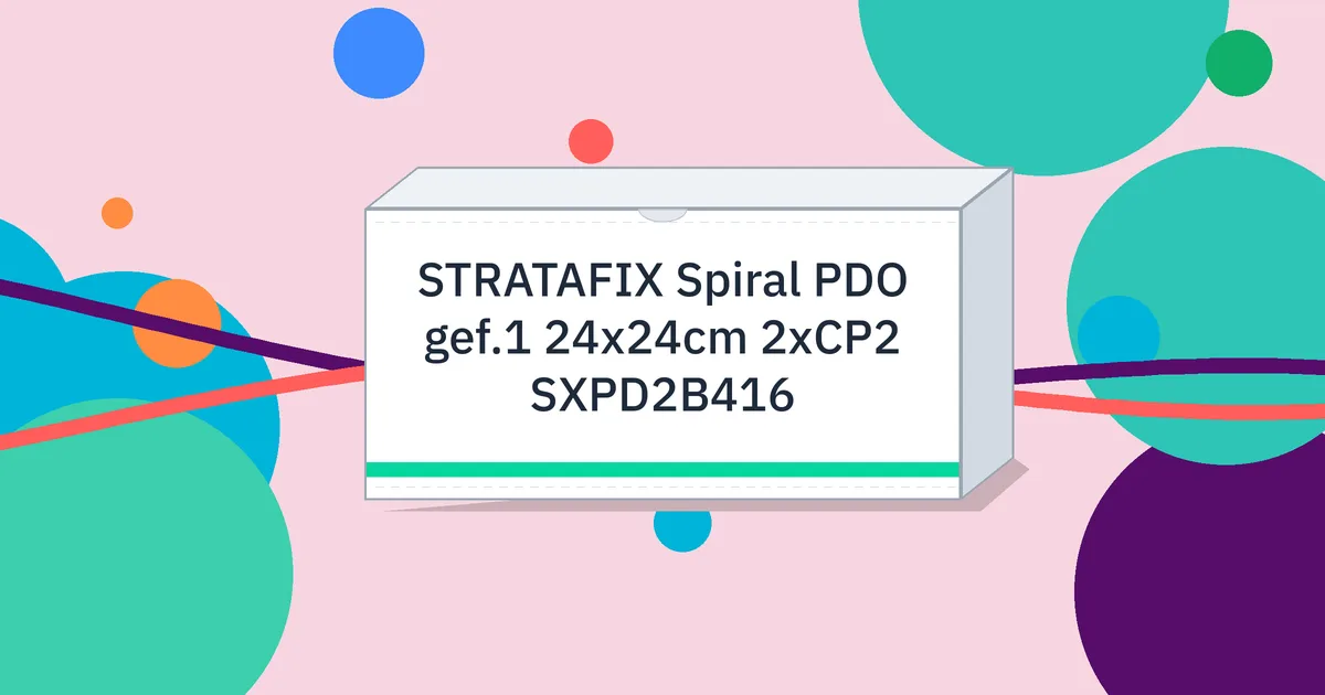 Symbolbild: Packung mit der Aufschrift STRATAFIX Spiral PDO gef.1 24x24cm 2xCP2 SXPD2B416 (PZN 20911318) – Verfügbarkeit und Bezug in Apotheken in Frankfurt am Main