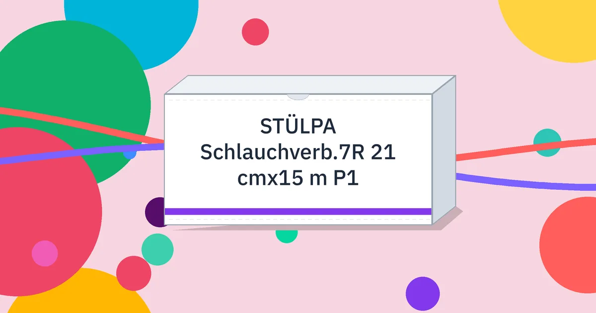 Symbolbild: Packung mit der Aufschrift STÜLPA Schlauchverb.7R 21 cmx15 m P1 (PZN 16861454) – Verfügbarkeit und Bezug in Apotheken in Frankfurt am Main
