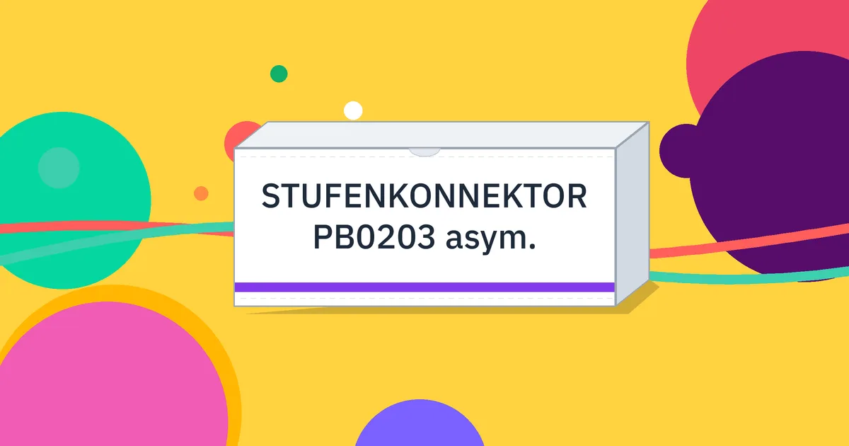 Symbolbild: Packung mit der Aufschrift STUFENKONNEKTOR PB0203 asym. (PZN 00503250) – Verfügbarkeit und Bezug in Apotheken in Frankfurt am Main