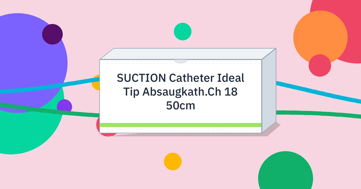 Symbolbild: Packung mit der Aufschrift SUCTION Catheter Ideal Tip Absaugkath.Ch 18 50cm (PZN 18495114) – Verfügbarkeit und Bezug in Apotheken in Frankfurt am Main