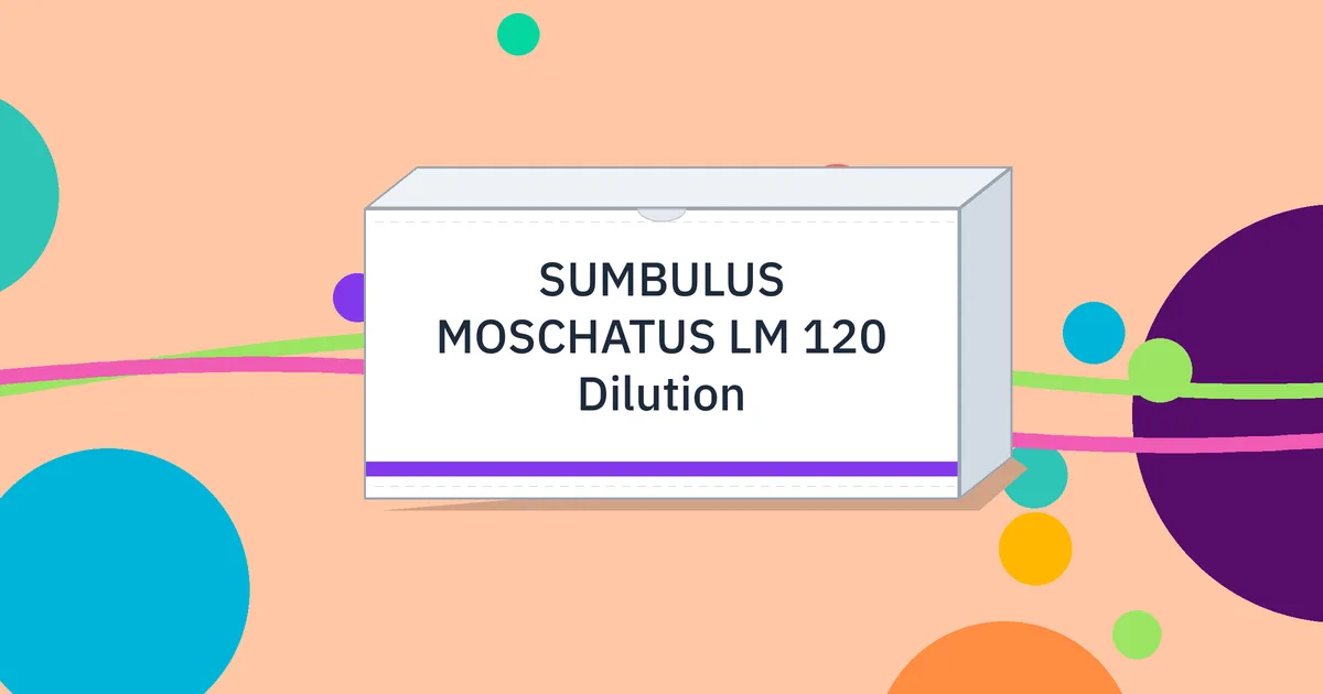 Symbolbild: Packung mit der Aufschrift SUMBULUS MOSCHATUS LM 120 Dilution (PZN 13211106) – Verfügbarkeit und Bezug in Apotheken in Frankfurt am Main