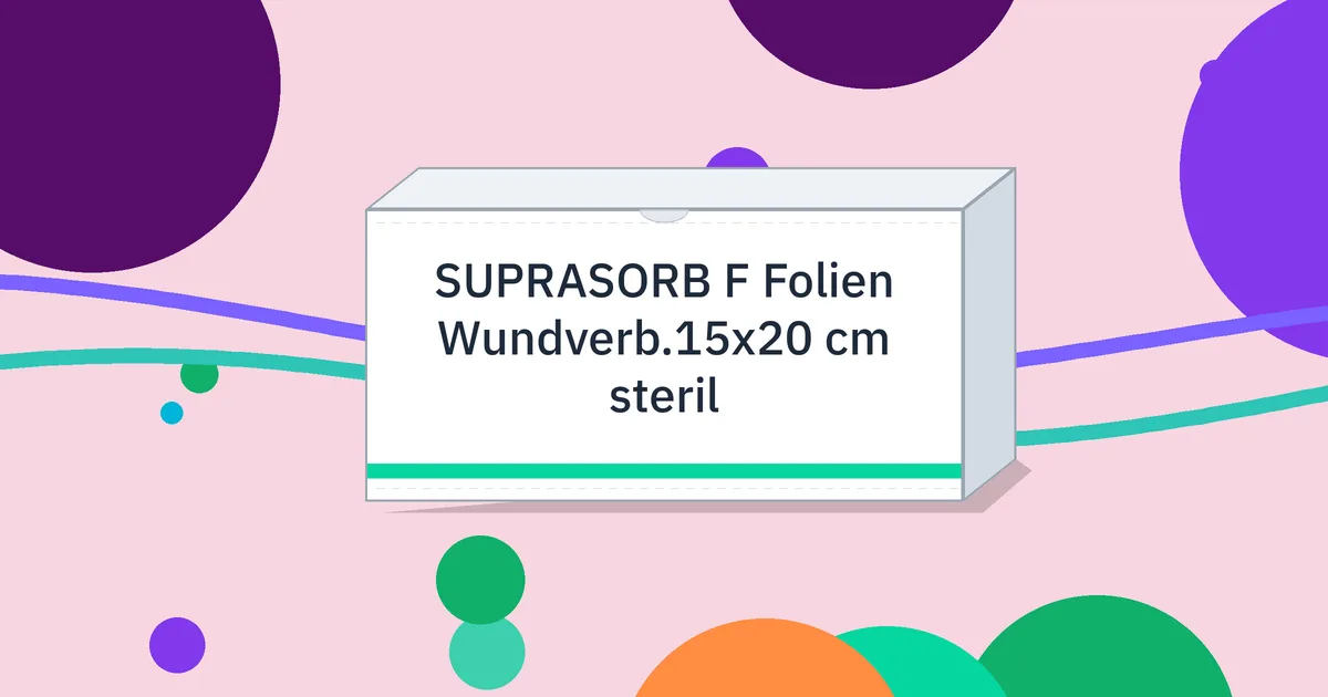 Symbolbild: Packung mit der Aufschrift SUPRASORB F Folien Wundverb.15x20 cm steril (PZN 13345172) – Verfügbarkeit und Bezug in Apotheken in Frankfurt am Main