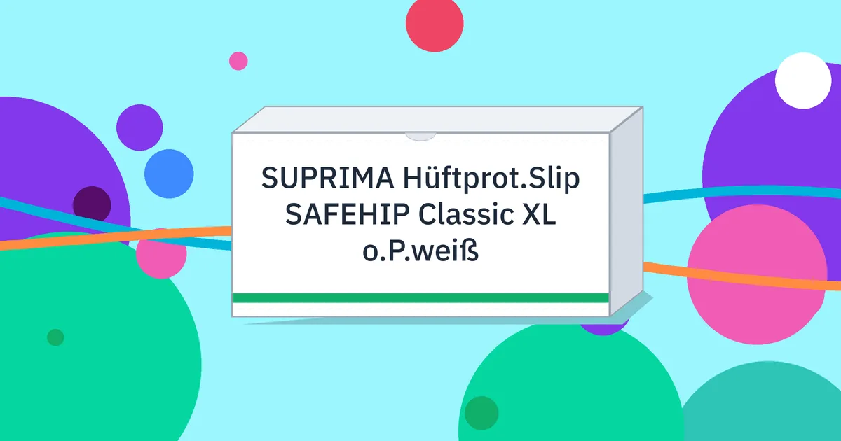 Symbolbild: Packung mit der Aufschrift SUPRIMA Hüftprot.Slip SAFEHIP Classic XL o.P.weiß (PZN 13818512) – Verfügbarkeit und Bezug in Apotheken in Frankfurt am Main