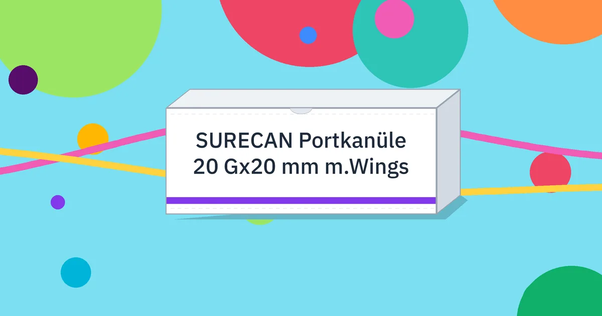Symbolbild: Packung mit der Aufschrift SURECAN Portkanüle 20 Gx20 mm m.Wings (PZN 16784452) – Verfügbarkeit und Bezug in Apotheken in Frankfurt am Main