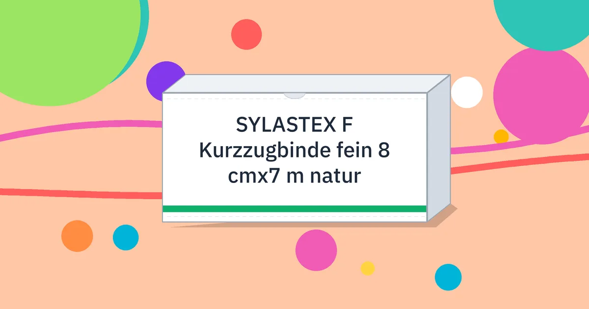Symbolbild: Packung mit der Aufschrift SYLASTEX F Kurzzugbinde fein 8 cmx7 m natur (PZN 17176401) – Verfügbarkeit und Bezug in Apotheken in Frankfurt am Main