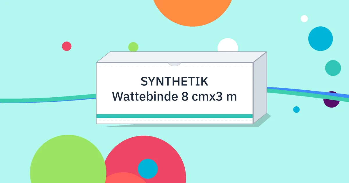 Symbolbild: Packung mit der Aufschrift SYNTHETIK Wattebinde 8 cmx3 m (PZN 01960676) – Verfügbarkeit und Bezug in Apotheken in Frankfurt am Main