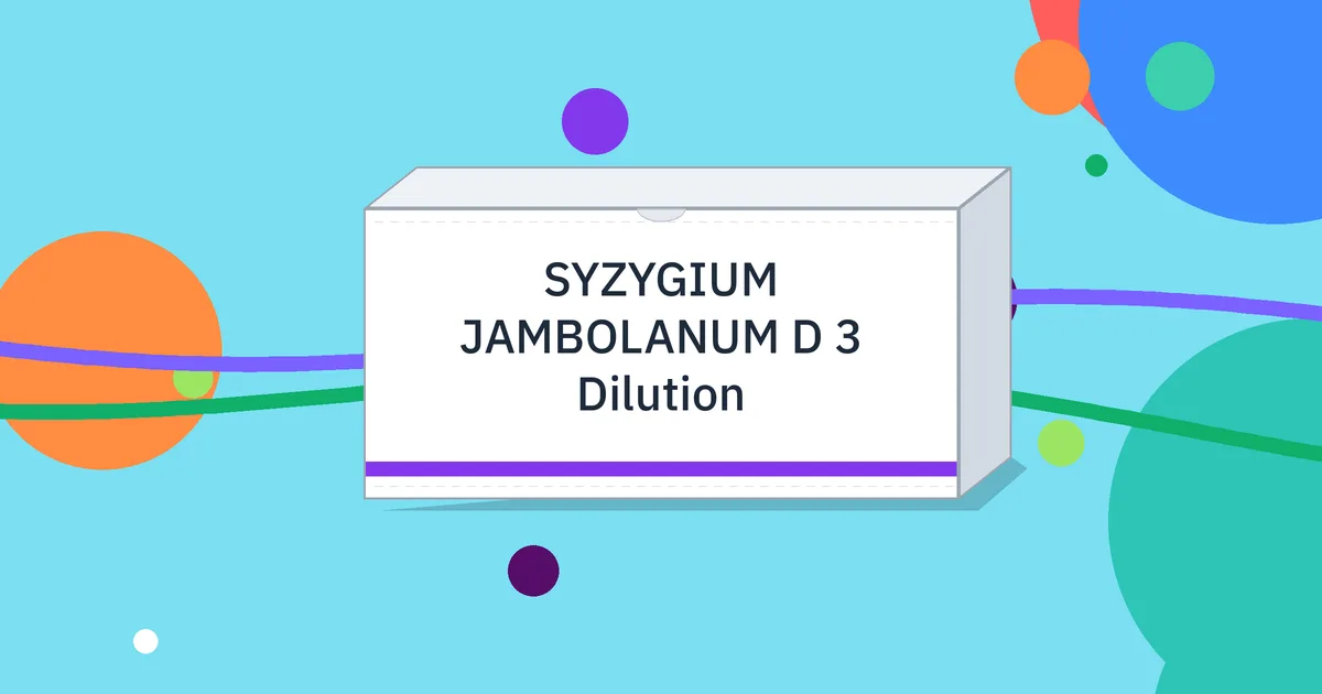 Symbolbild: Packung mit der Aufschrift SYZYGIUM JAMBOLANUM D 3 Dilution (PZN 02107067) – Verfügbarkeit und Bezug in Apotheken in Frankfurt am Main