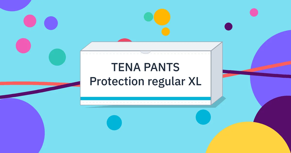Symbolbild: Packung mit der Aufschrift TENA PANTS Protection regular XL (PZN 19297126) – Verfügbarkeit und Bezug in Apotheken in Frankfurt am Main