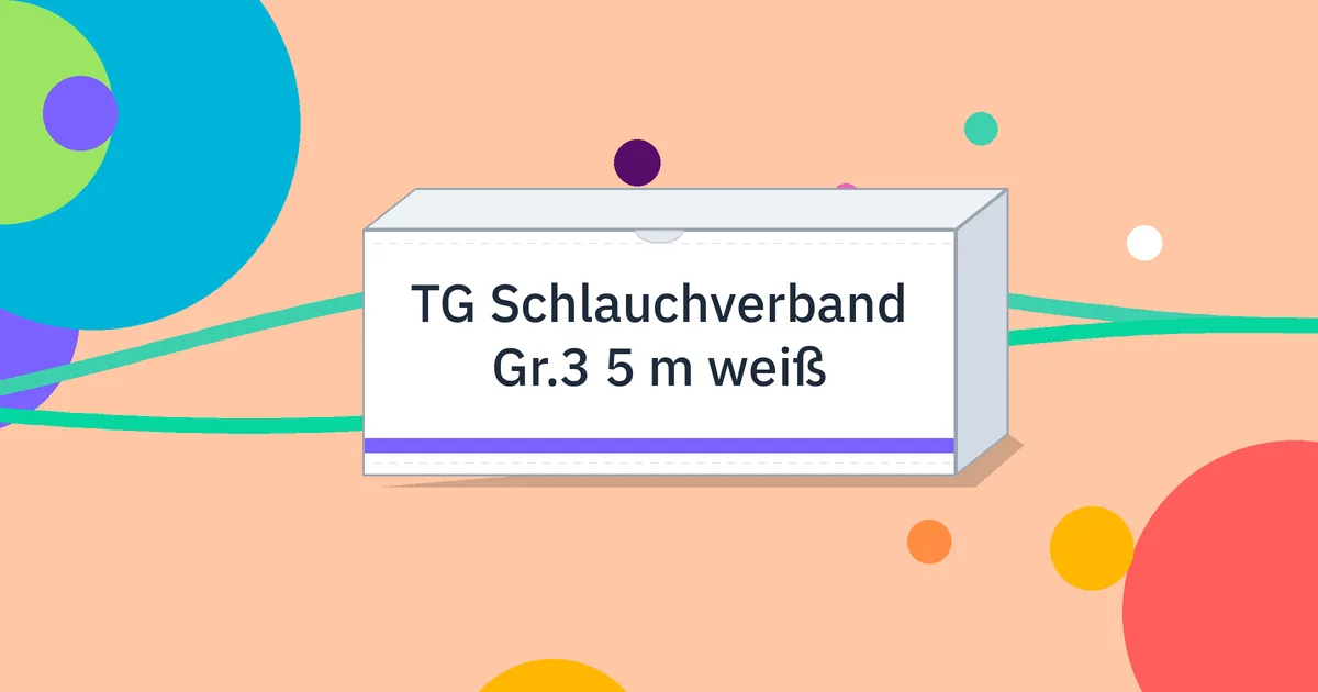 Symbolbild: Packung mit der Aufschrift TG Schlauchverband Gr.3 5 m weiß (PZN 13502878) – Verfügbarkeit und Bezug in Apotheken in Frankfurt am Main