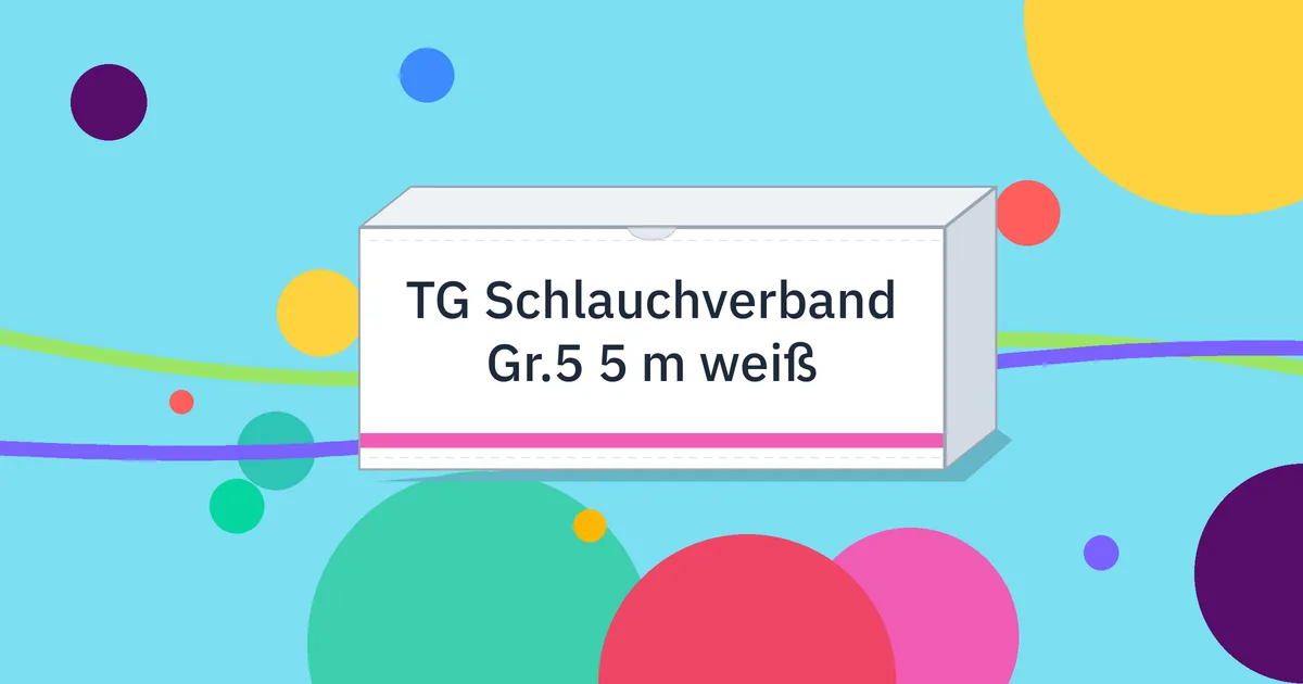 Symbolbild: Packung mit der Aufschrift TG Schlauchverband Gr.5 5 m weiß (PZN 01020252) – Verfügbarkeit und Bezug in Apotheken in Frankfurt am Main