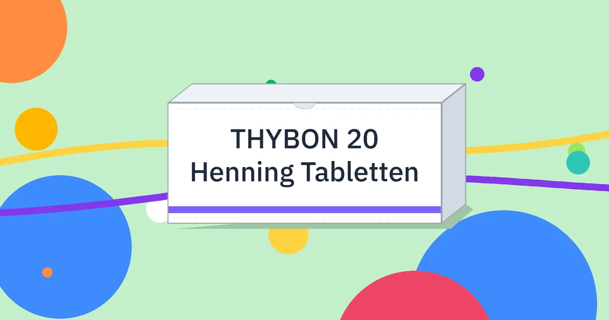 Symbolbild: Packung mit der Aufschrift THYBON 20 Henning Tabletten (PZN 07498954) – Verfügbarkeit und Bezug in Apotheken in Frankfurt am Main