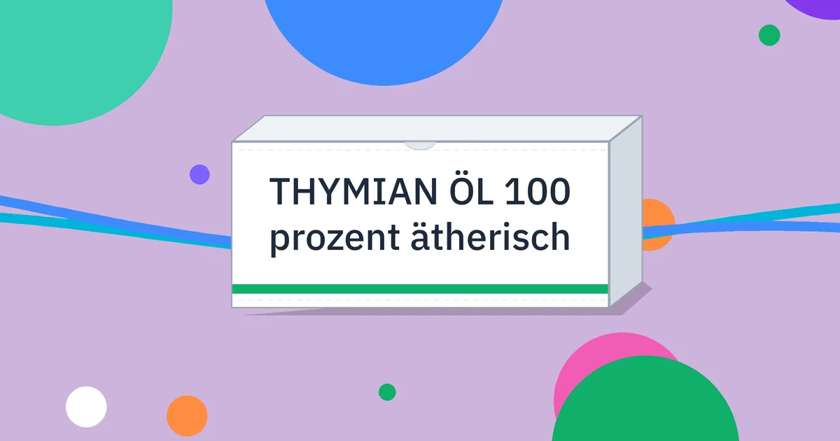 Symbolbild: Packung mit der Aufschrift THYMIAN ÖL 100 prozent ätherisch (PZN 07205047) – Verfügbarkeit und Bezug in Apotheken in Frankfurt am Main