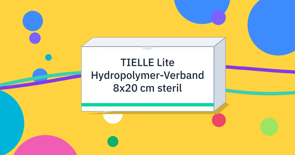 Symbolbild: Packung mit der Aufschrift TIELLE Lite Hydropolymer-Verband 8x20 cm steril (PZN 18473271) – Verfügbarkeit und Bezug in Apotheken in Frankfurt am Main