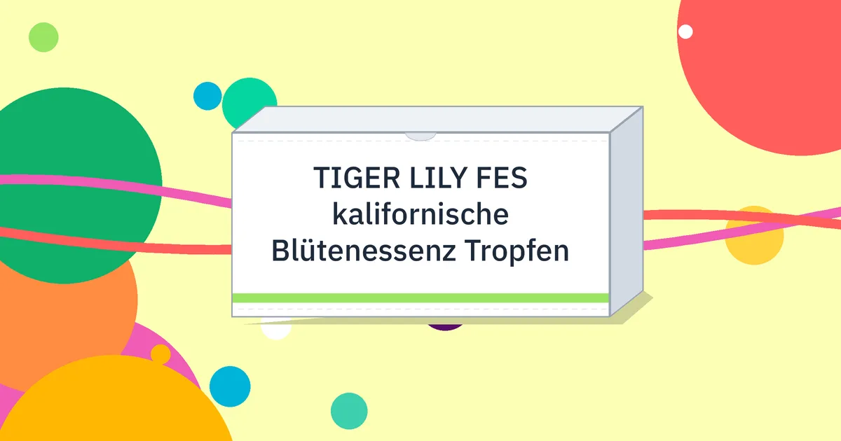 Symbolbild: Packung mit der Aufschrift TIGER LILY FES kalifornische Blütenessenz Tropfen (PZN 09172903) – Verfügbarkeit und Bezug in Apotheken in Frankfurt am Main