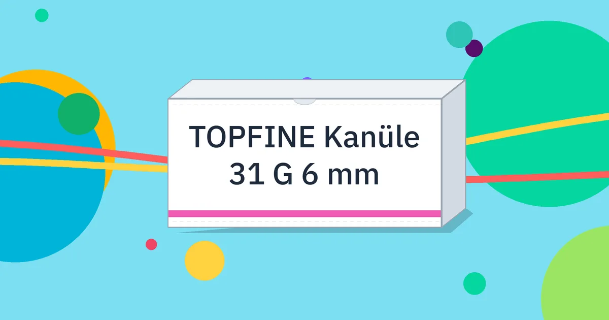 Symbolbild: Packung mit der Aufschrift TOPFINE Kanüle 31 G 6 mm (PZN 13355710) – Verfügbarkeit und Bezug in Apotheken in Frankfurt am Main