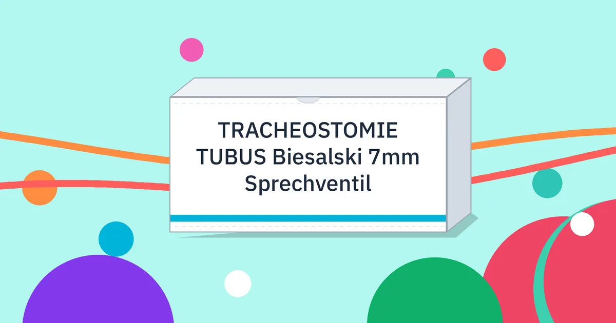 Symbolbild: Packung mit der Aufschrift TRACHEOSTOMIE TUBUS Biesalski 7mm Sprechventil (PZN 01085263) – Verfügbarkeit und Bezug in Apotheken in Frankfurt am Main