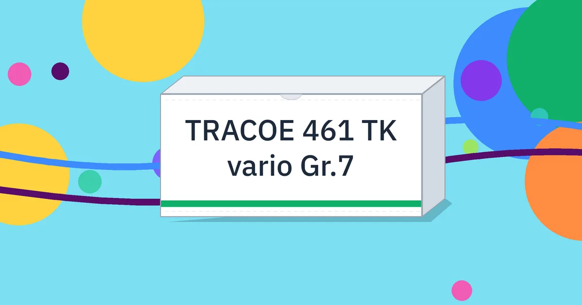 Symbolbild: Packung mit der Aufschrift TRACOE 461 TK vario Gr.7 (PZN 09944180) – Verfügbarkeit und Bezug in Apotheken in Frankfurt am Main