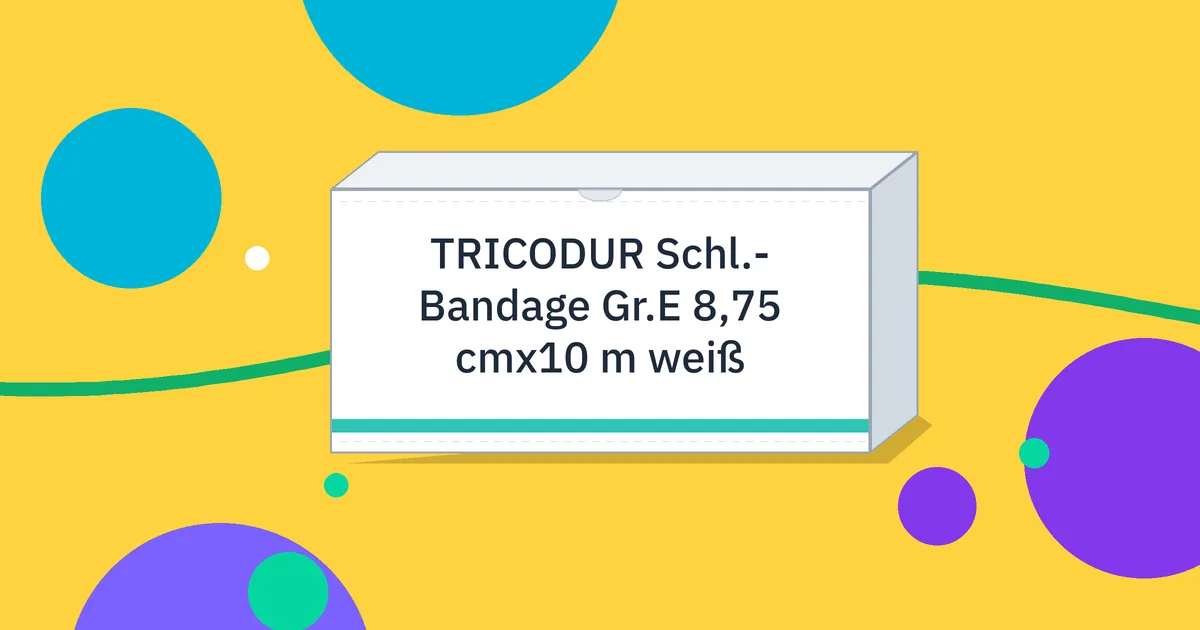 Symbolbild: Packung mit der Aufschrift TRICODUR Schl.-Bandage Gr.E 8,75 cmx10 m weiß (PZN 02154026) – Verfügbarkeit und Bezug in Apotheken in Frankfurt am Main