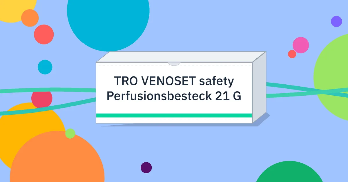 Symbolbild: Packung mit der Aufschrift TRO VENOSET safety Perfusionsbesteck 21 G (PZN 11187740) – Verfügbarkeit und Bezug in Apotheken in Frankfurt am Main