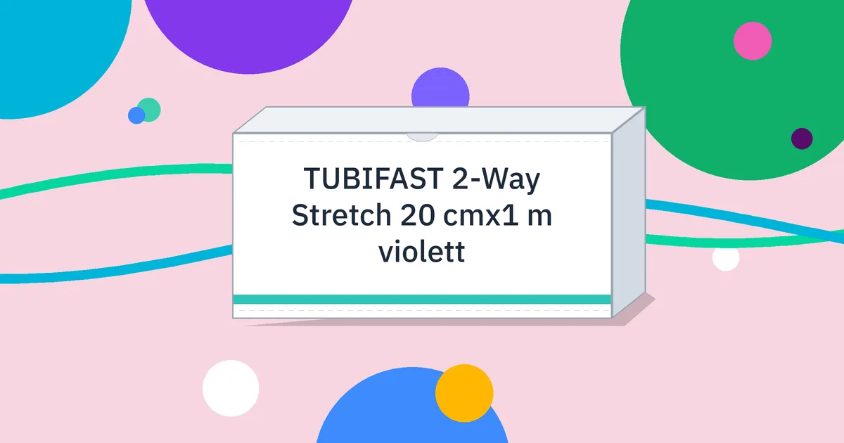 Symbolbild: Packung mit der Aufschrift TUBIFAST 2-Way Stretch 20 cmx1 m violett (PZN 10809843) – Verfügbarkeit und Bezug in Apotheken in Frankfurt am Main